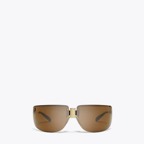 Tory Burch Runway Sunglasses - Shiny Light Gold/orange