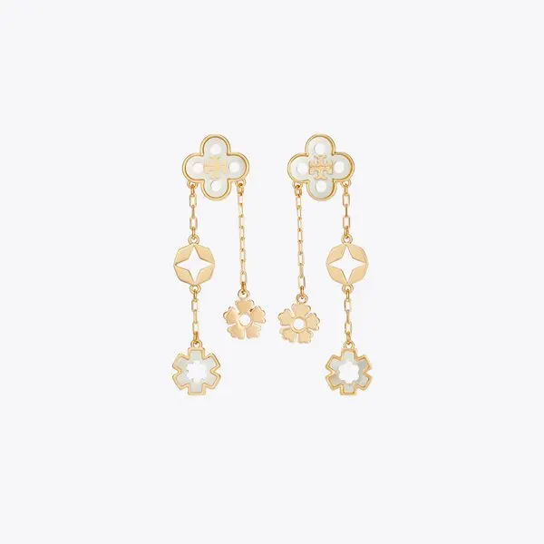 Tory Burch Forget Me Not Linear Earrings - Tory Gold/mother Of Pearl
