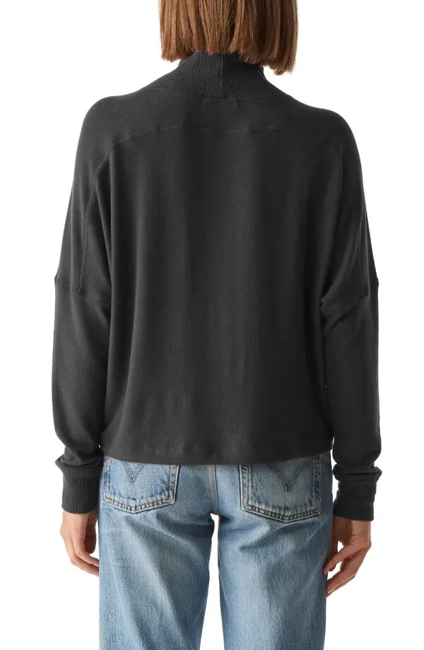 Michael Stars Frida Mock Neck Brushed Jersey Top - Charcoal
