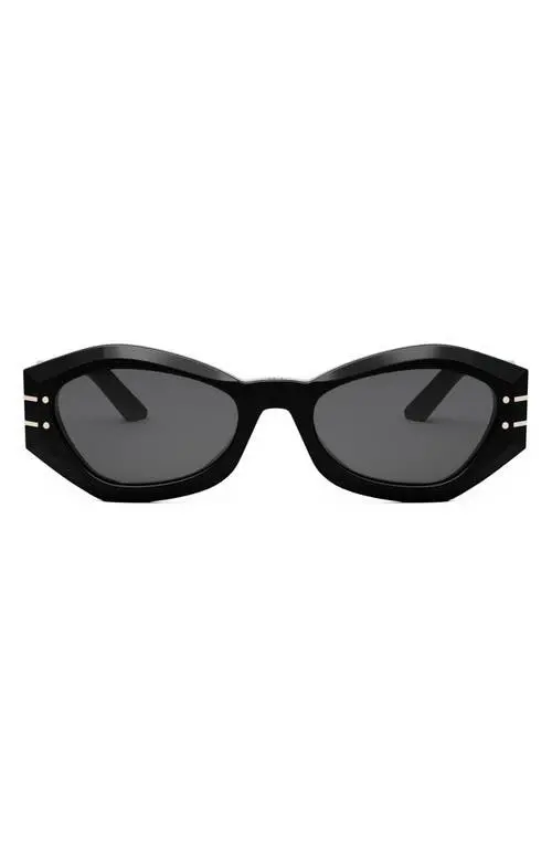 Dior Signature B1u 55mm Butterfly Sunglasses - Shiny Black/smoke