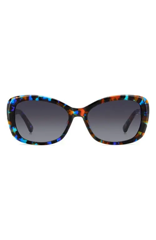 Kate Spade New York Elowen 55mm Gradient Round Sunglasses - Black Blue Havana/grey