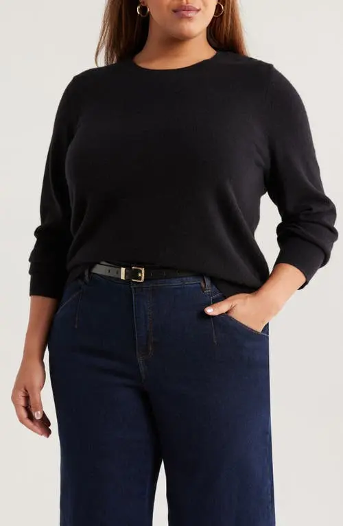 Nordstrom Crewneck Cashmere Sweater - Black Rock