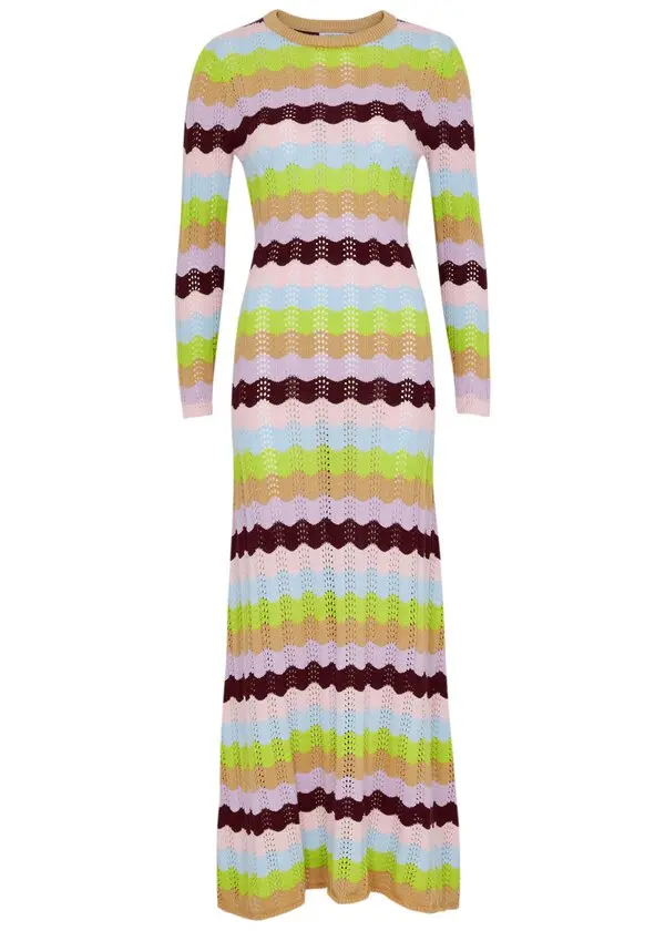 olivia rubin knit dress Olivia Rubin Mirabel Striped Pointelle-Knit Maxi Dress In Multicoloured -  60% Off