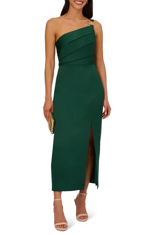 Adrianna Papell Pleated One-shoulder Cocktail Dress