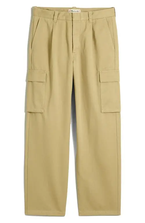 Madewell Pleated Cotton Cargo Pants - Ash Green