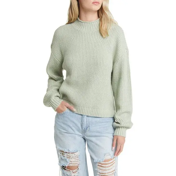 Bp. Mock Neck Sweater - Green Desert