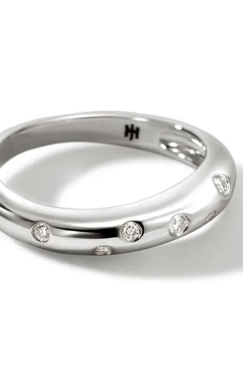 John Hardy Surf Diamond Band Ring - Silver