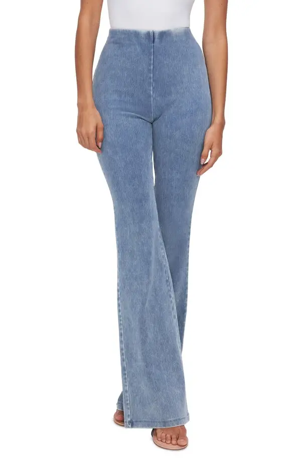 Good American Soft Sculpt Pull-On Flare Jeans In Indigo556 50