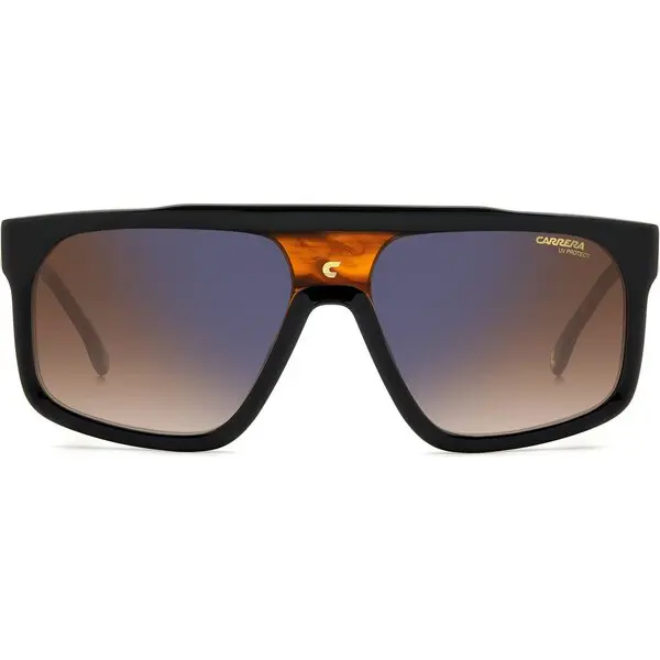 Carrera Eyewear 59mm Flat Top Sunglasses - Black Horn/ Brown Blue Mirror