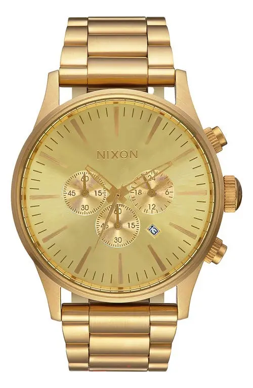 Nixon Sentry Chronograph Bracelet Watch - All Gold
