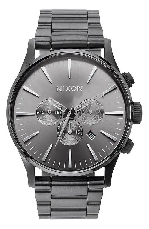 Nixon Sentry Chronograph Bracelet Watch - All Gunmetal