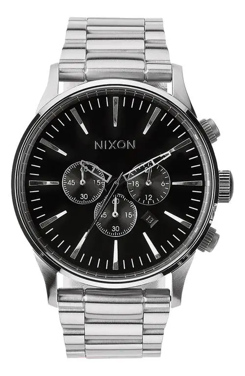 Nixon Sentry Chronograph Bracelet Watch - Black/silver