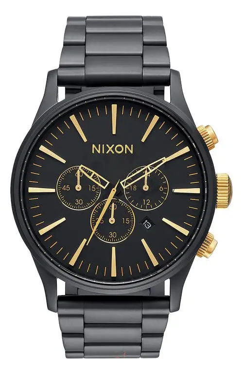 Nixon Sentry Chronograph Bracelet Watch - Matte Black/gold