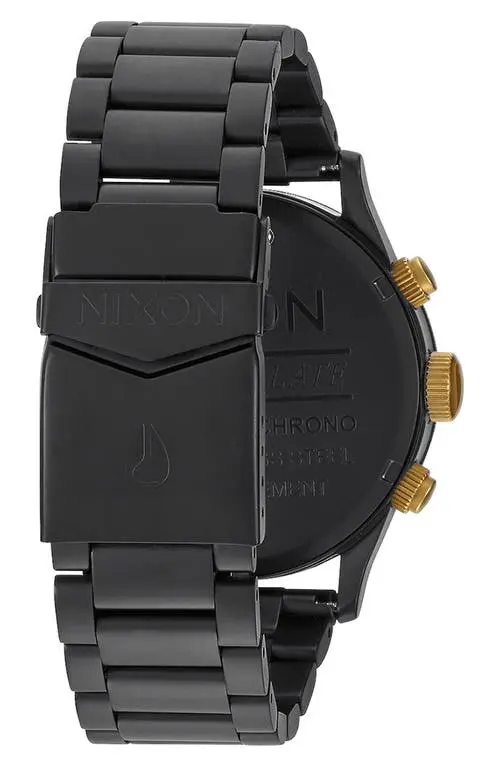 Nixon Sentry Chronograph Bracelet Watch - Matte Black/gold