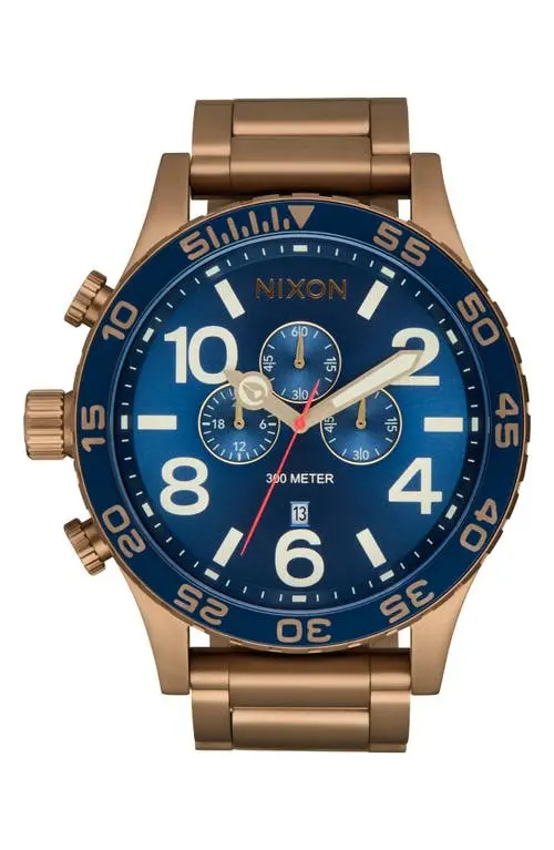 Nixon 51-30 Chronograph Bracelet Watch - Desert Gold / Arles Blue