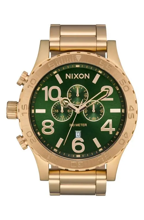 Nixon 51-30 Chronograph Bracelet Watch - Gold/green Sunray