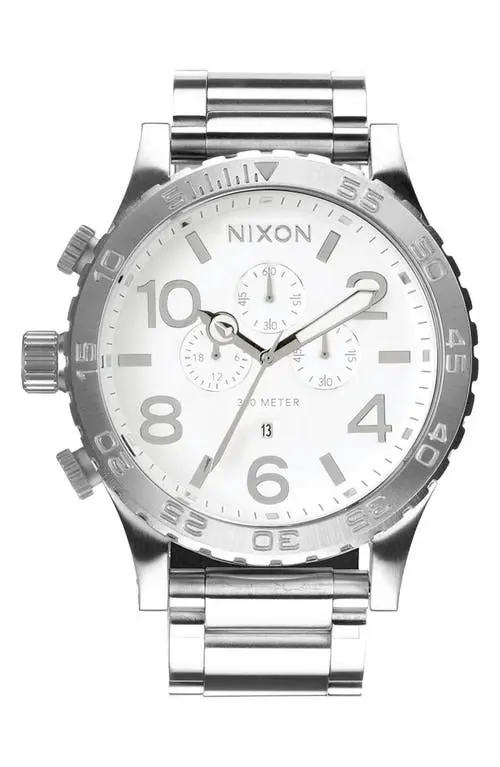 Nixon 51-30 Chronograph Bracelet Watch - High Polish/white