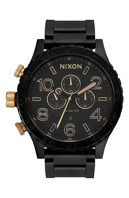 Nixon 51-30 Chronograph Bracelet Watch - Matte Black / Gold