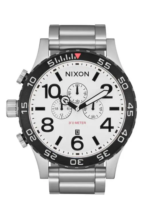 Nixon 51-30 Chronograph Bracelet Watch - Silver/white Lume