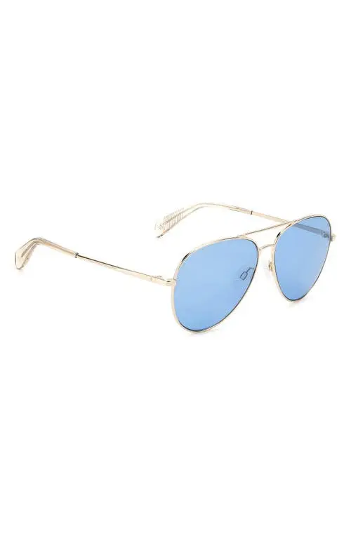 Rag & Bone Aviator Sunglasses - Gold Beige/ Blue