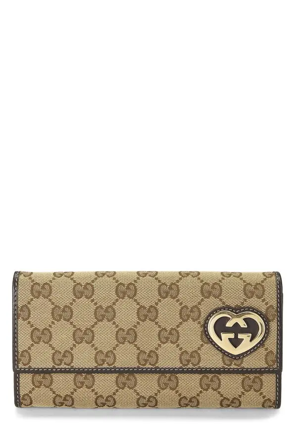 Gucci Original Gg Canvas Lovely Heart Continental Wallet - Brown