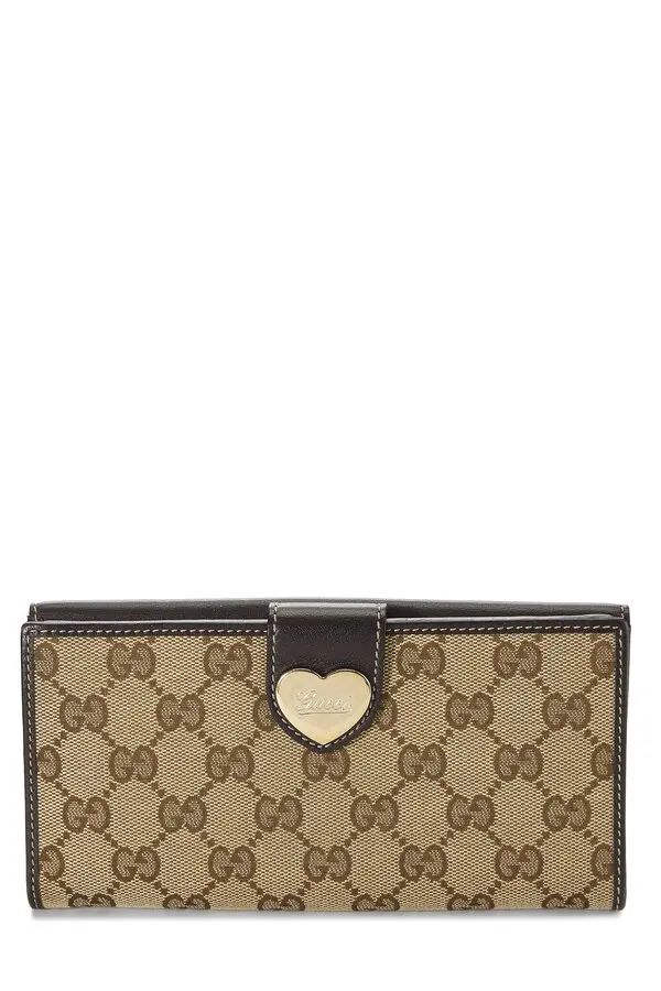 Gucci Original Gg Canvas Lovely Heart Continental Wallet - Brown