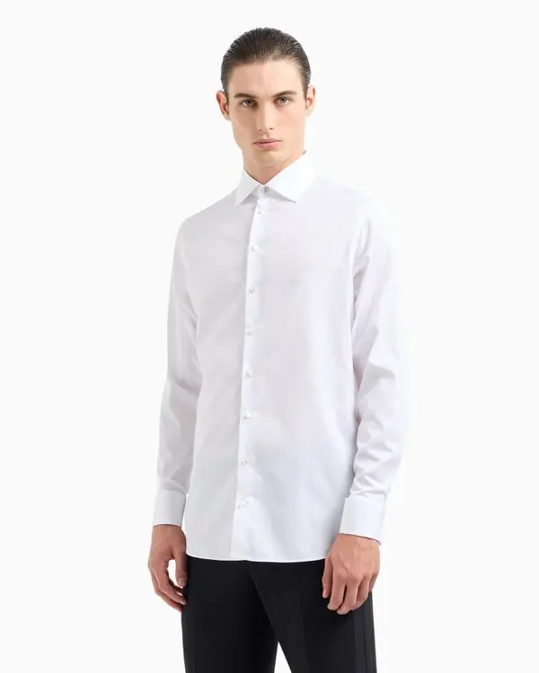 Giorgio Armani Regular-fit Shiny-effect Cotton Shirt