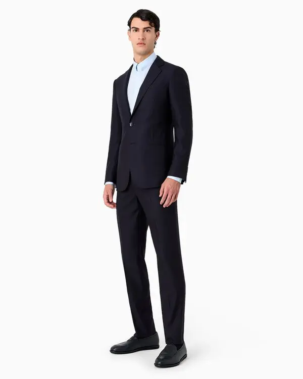 Giorgio Armani Manhattan Line Single-breasted Suit In Pinstripe Virgin Wool - Blue