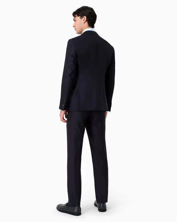 Giorgio Armani Manhattan Line Single-breasted Suit In Pinstripe Virgin Wool - Blue