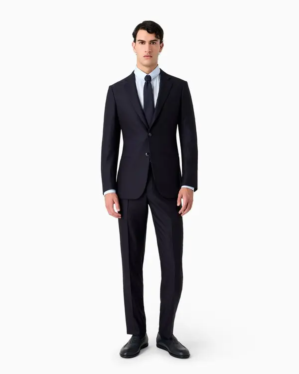 Giorgio Armani Manhattan Line Single-breasted Suit In Pinstripe Virgin Wool - Blue