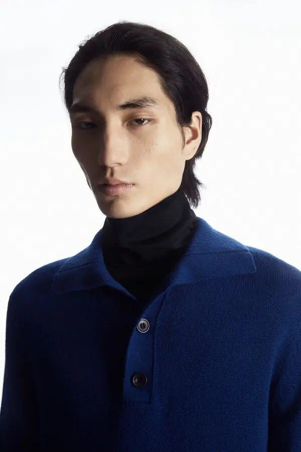 Cos Wool And Cashmere Polo Shirt - Blue | Editorialist