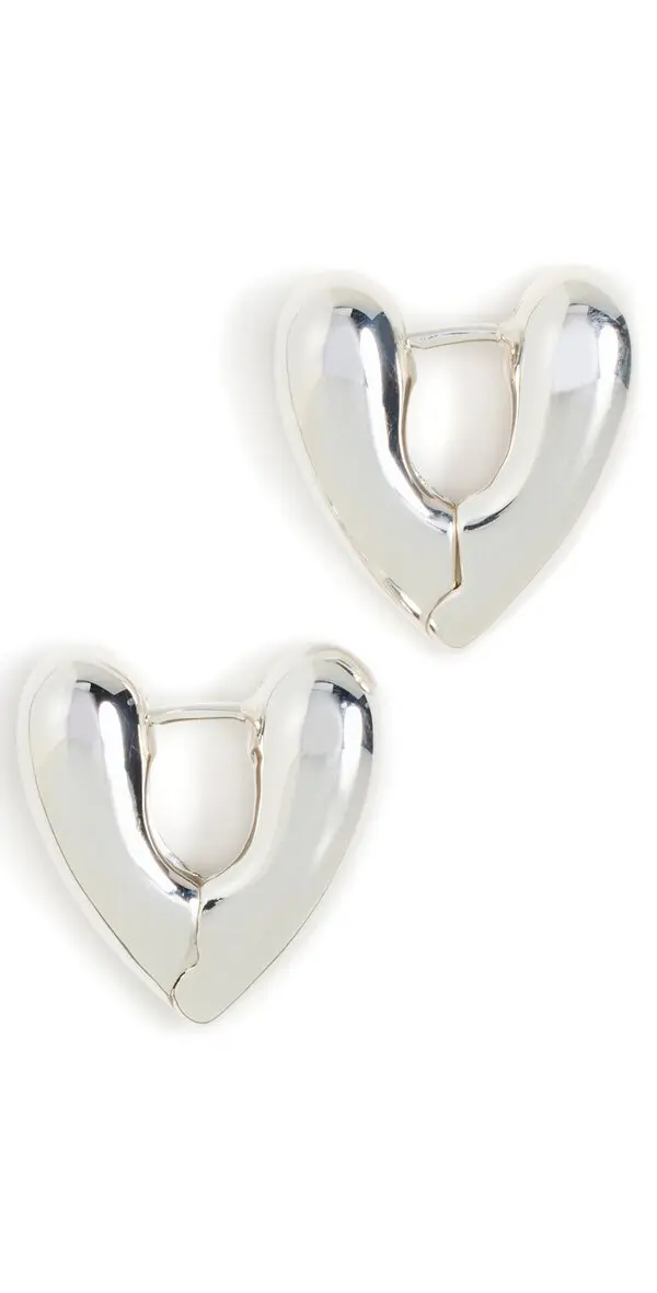 ANNIKA INEZ Small Heart Hoop Earrings - Silver