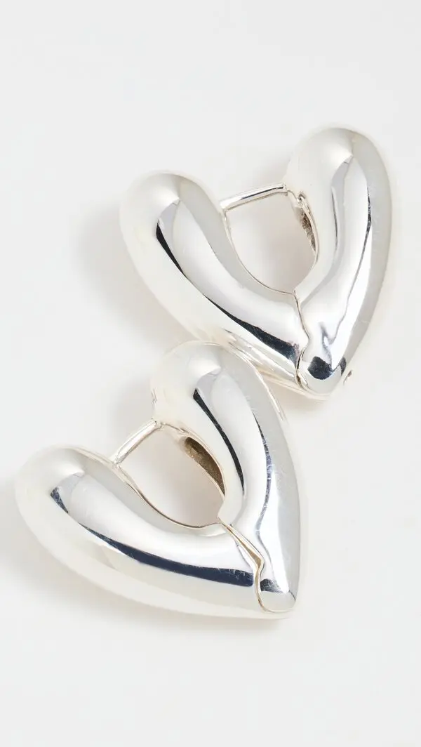 ANNIKA INEZ Small Heart Hoop Earrings - Silver