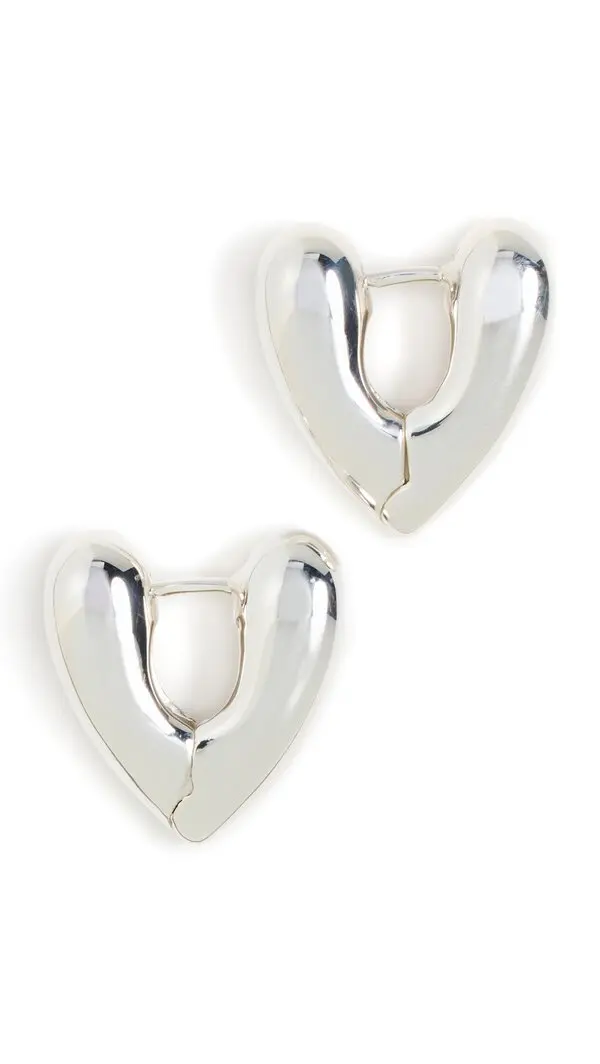 ANNIKA INEZ Small Heart Hoop Earrings - Silver