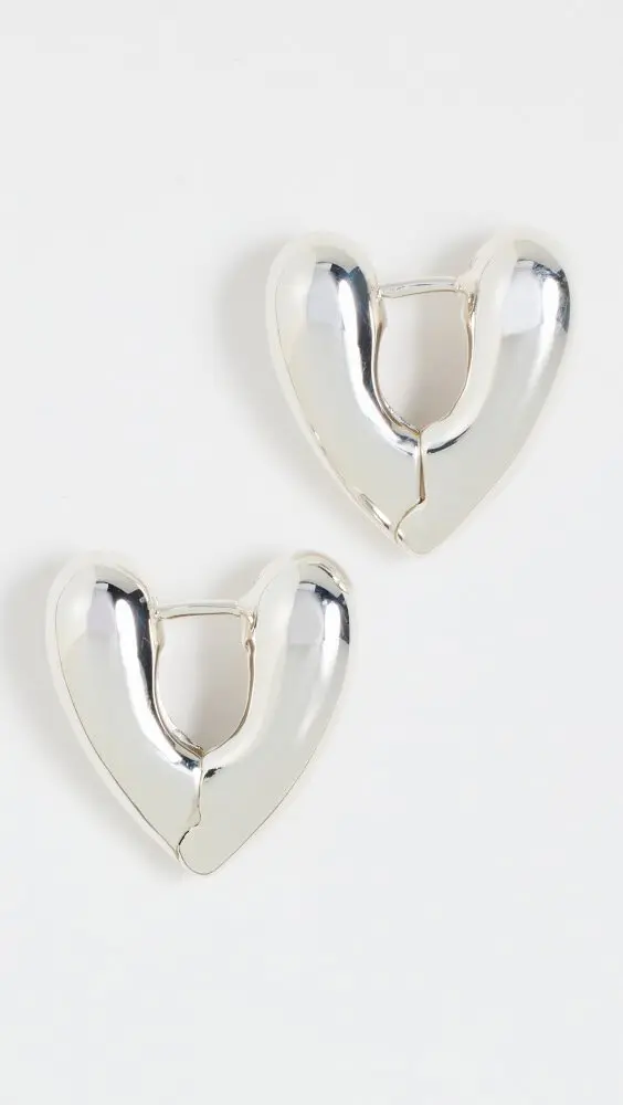 ANNIKA INEZ Small Heart Hoop Earrings - Silver