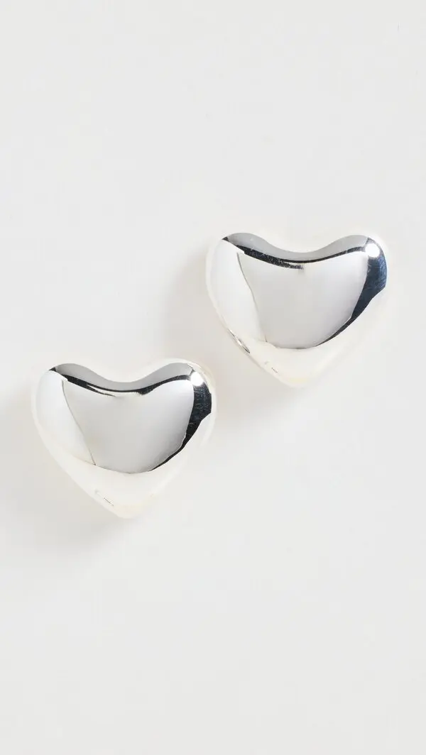 ANNIKA INEZ Small Voluptuous Heart Earrings - Silver