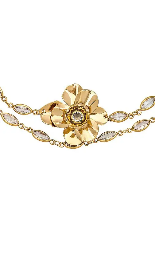 Ettika Bazel Crystal Layered Flower Necklace - Clear Crystals
