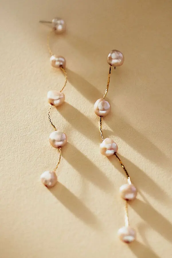 Ettika Dripping Pearl Drop Earrings - Pink