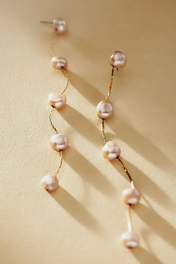 Ettika Dripping Pearl Drop Earrings - Rose
