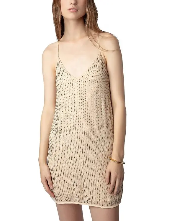 Zadig&Voltaire Caro Mousseline Embroidered Slip Dress - Poudre