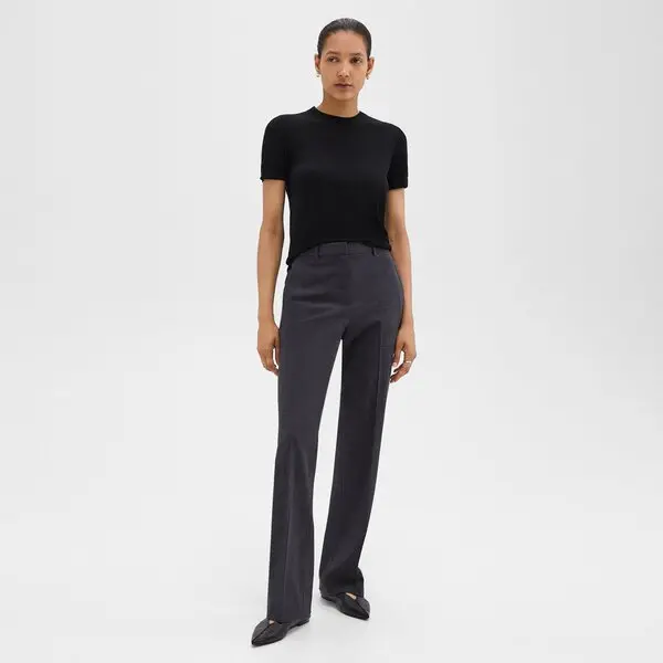 Theory Flared Good Wool Pant - Charcoal Melange