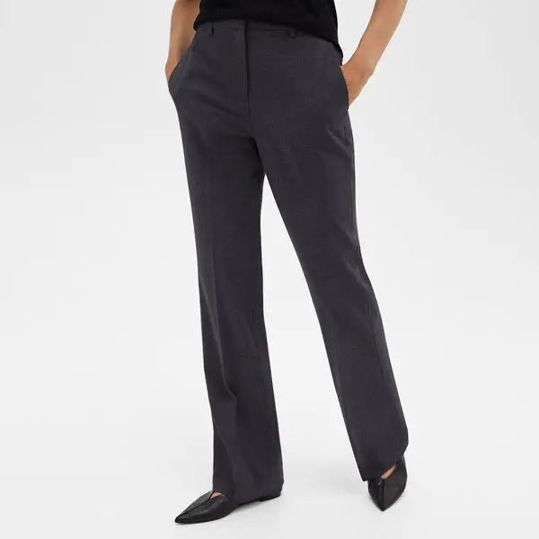 Theory Flared Good Wool Pant - Charcoal Melange