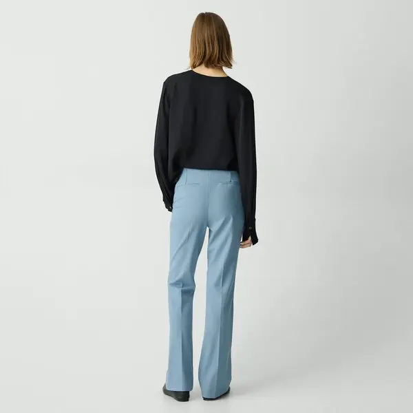 Theory Flared Good Wool Pant - Stone Blue