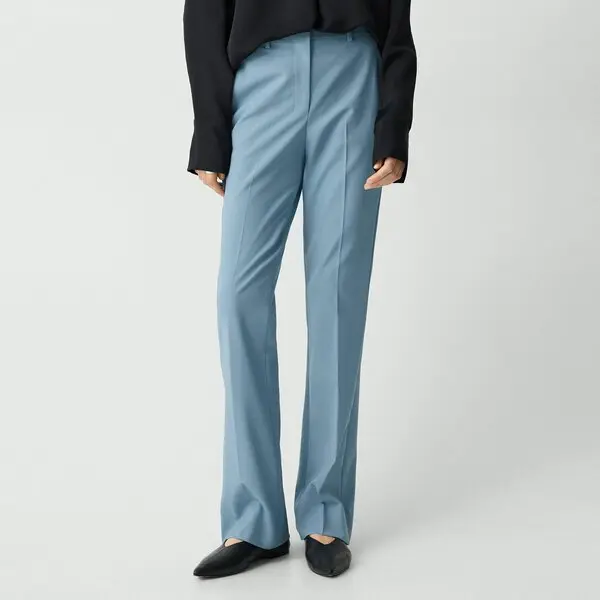 Theory Flared Good Wool Pant - Stone Blue