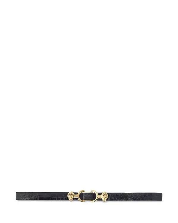 Maje Amor Croc Embossed Belt - Black