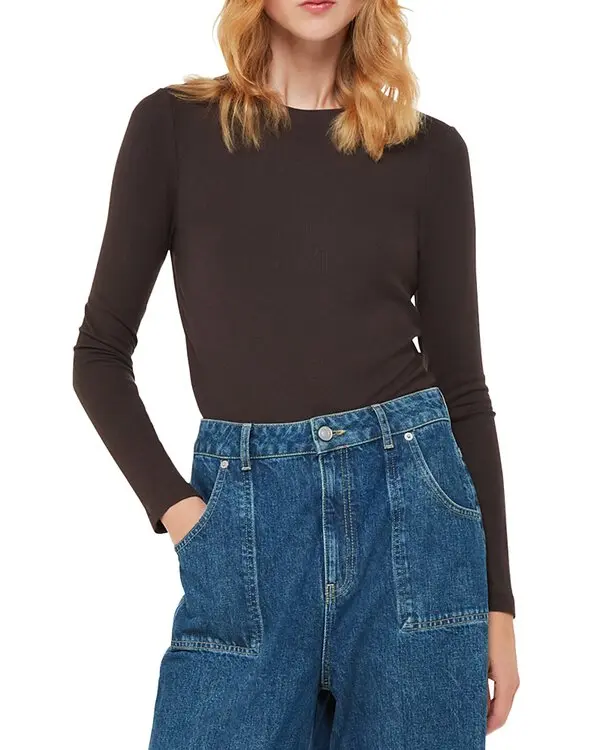 Whistles Essential Crewneck Top - Brown