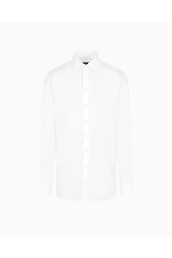 Giorgio Armani Regular-fit Shiny-effect Cotton Shirt - White