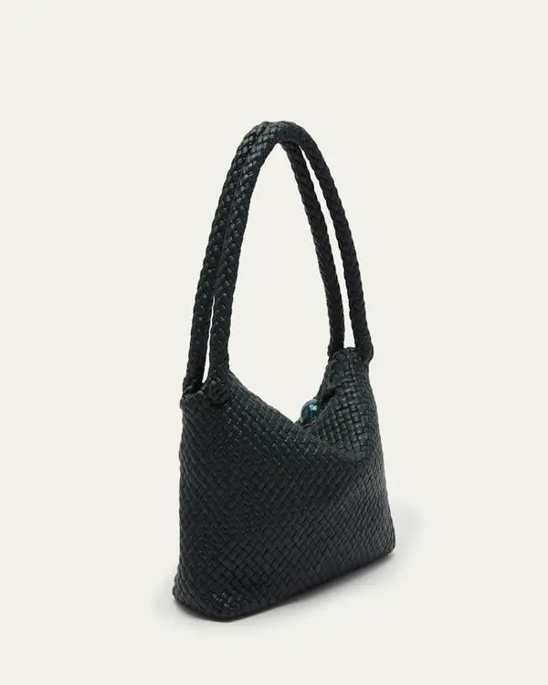 Bottega Veneta Tosca Intreccio Leather Shoulder Bag - Dark Green Multi