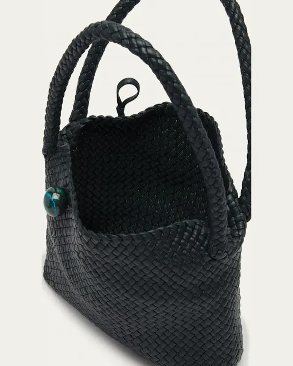 Bottega Veneta Tosca Intreccio Leather Shoulder Bag - Dark Green Multi
