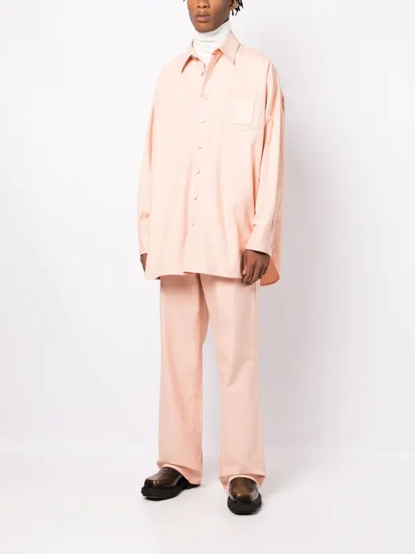 Raf Simons Logo-patch Cotton Shirt - Pink